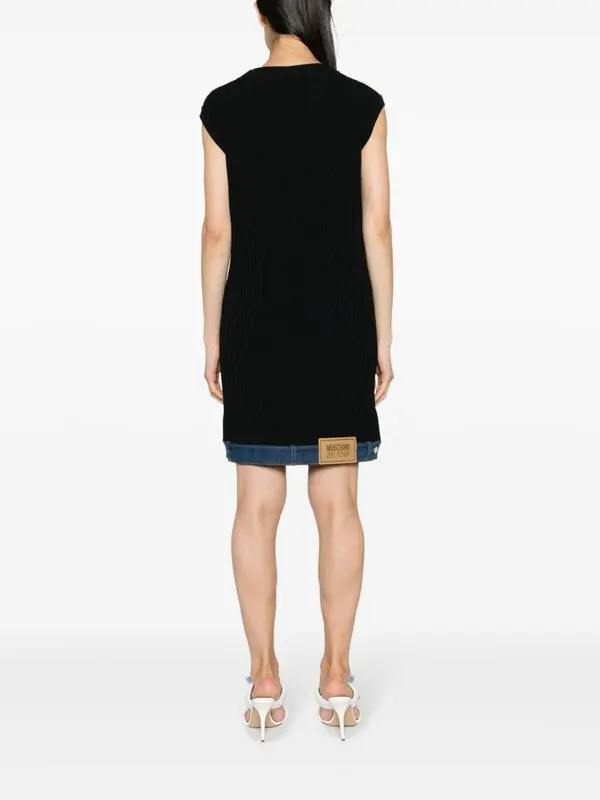 Moschino Logo-patch Ribbed-knit Dress
