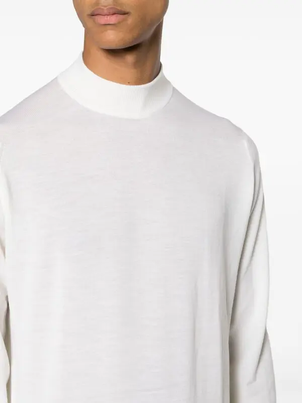 John Smedley Mock-neck Merino Jumper - White