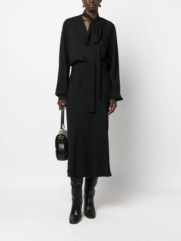 Sportmax Attached-scarf Silk-blend Midi Dress