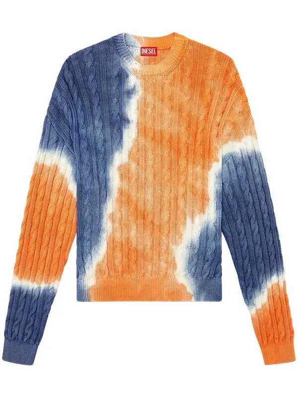 DIESEL® K-janci Tie-dye Cable-knit Jumper - Orange