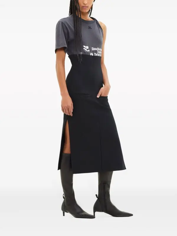 COURREGES Logo-print Panelled Midi Dress