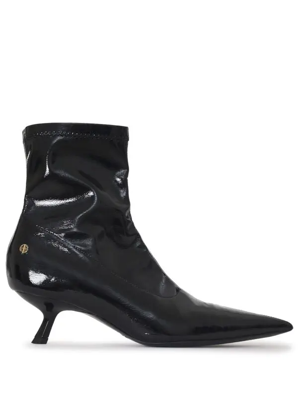 ANINE BING Hilda High-shine Ankle Boots - Black