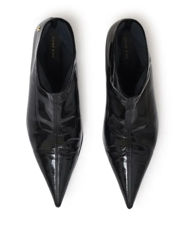 ANINE BING Hilda High-shine Ankle Boots - Black