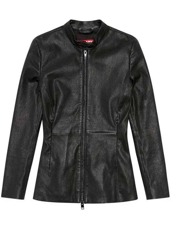 DIESEL® Logo Appliqué Leather Jacket