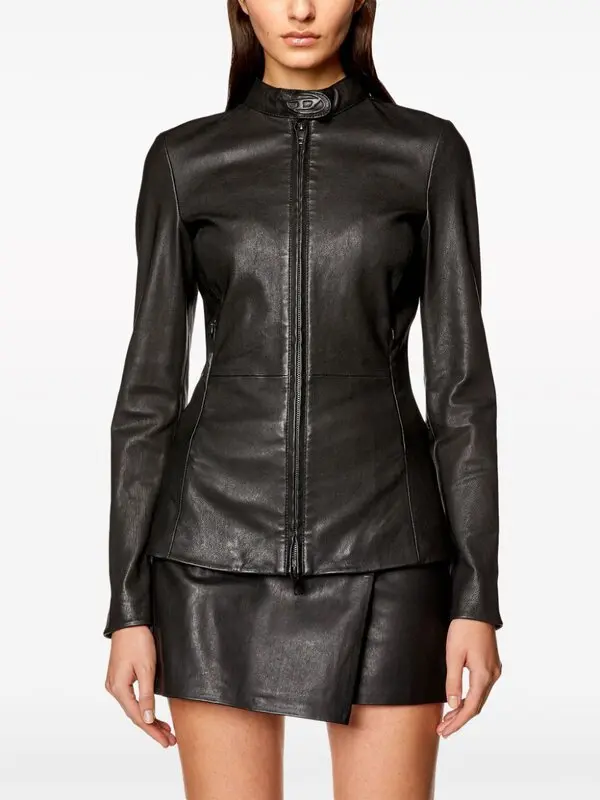 DIESEL® Logo Appliqué Leather Jacket