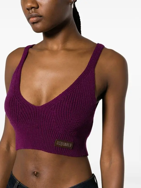 Dsquared2 Logo-patch Wool Crop Top