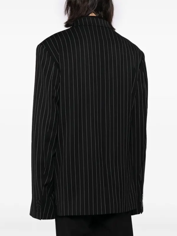 Martine Rose Pinstriped Wool-blend Wrap Blazer