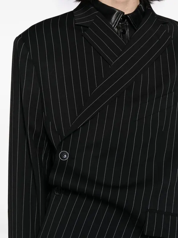 Martine Rose Pinstriped Wool-blend Wrap Blazer