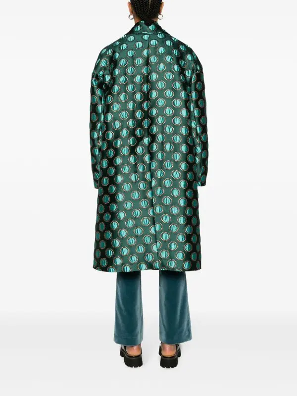 La DoubleJ Boxy Polka-dot Print Mid-length Coat - Green