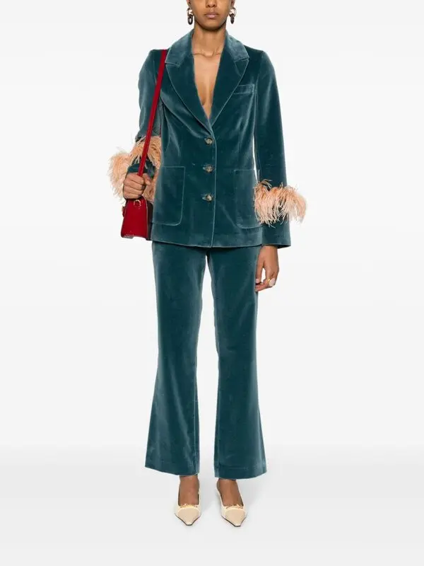 La DoubleJ Keaton Feather-trim Blazer - Blue
