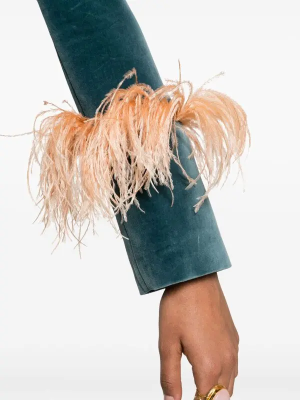La DoubleJ Keaton Feather-trim Blazer - Blue