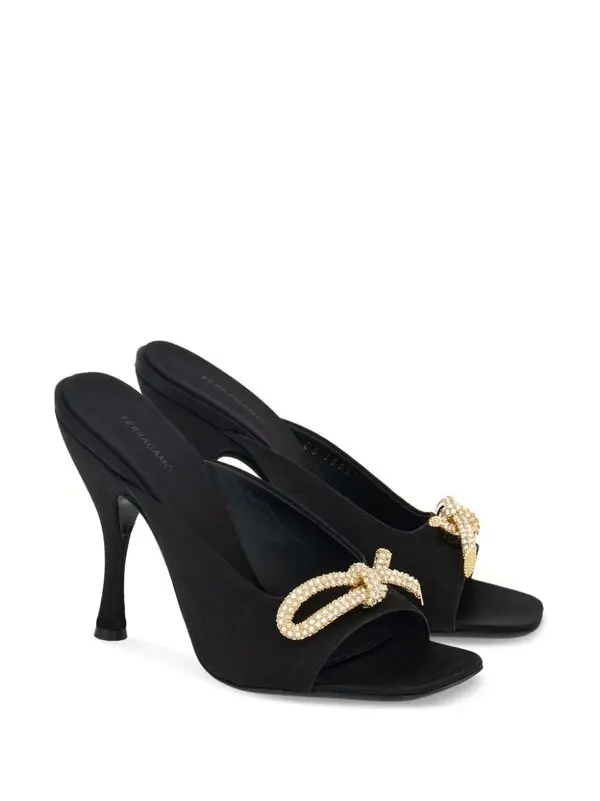 FERRAGAMO 105mm Crystal-embellished Bow Sandals