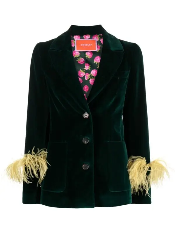 La DoubleJ Keaton Feather-detailing Blazer - Green