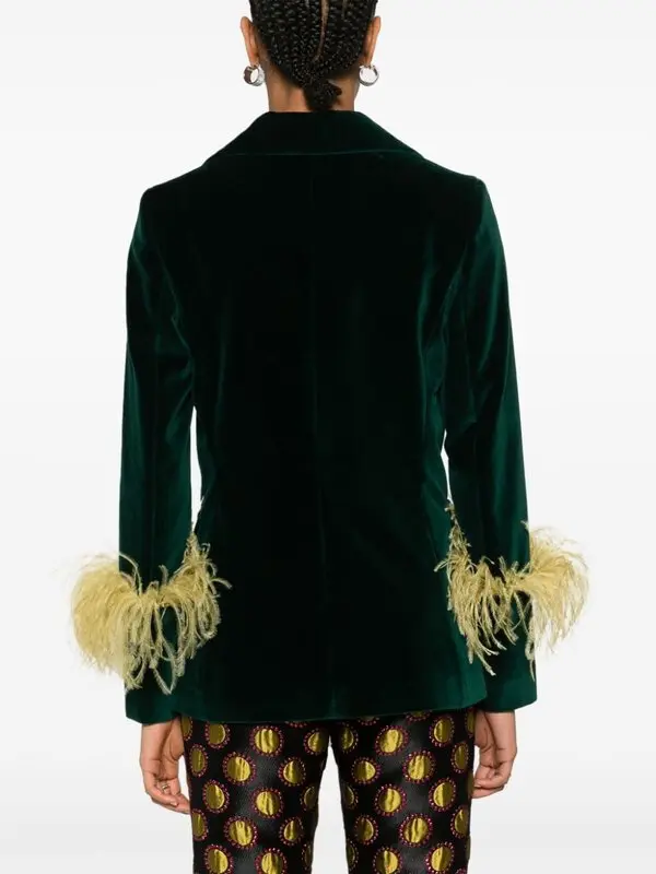 La DoubleJ Keaton Feather-detailing Blazer - Green