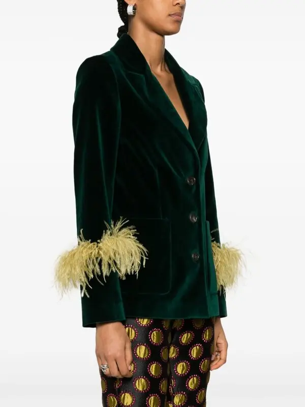 La DoubleJ Keaton Feather-detailing Blazer - Green