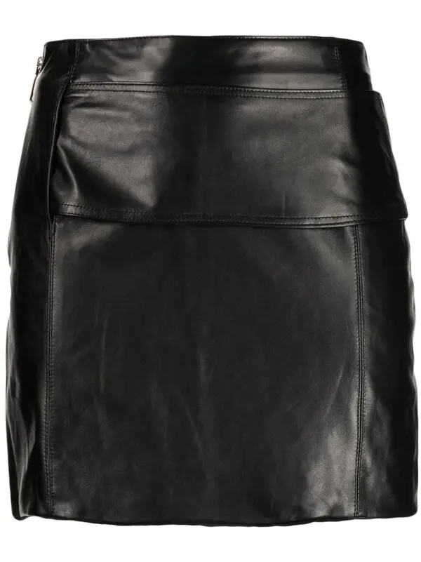 BOYAROVSKAYA Zip-up Leather Mini Skirt - Black