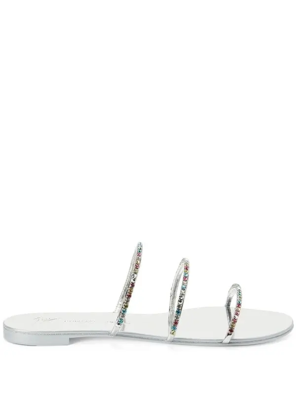 GIUSEPPE ZANOTTI Crystal-embellished Slides - Silver