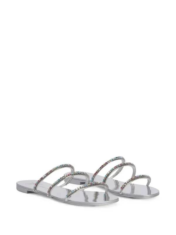 GIUSEPPE ZANOTTI Crystal-embellished Slides - Silver