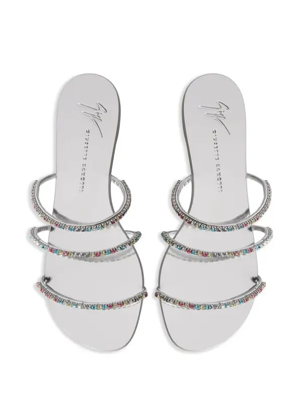 GIUSEPPE ZANOTTI Crystal-embellished Slides - Silver