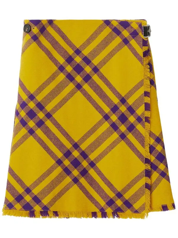Burberry Vintage Check Wool Kilt - Yellow