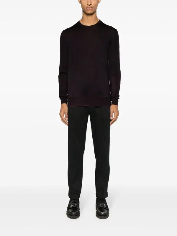 DELL'OGLIO Cotton-blend Tapered Trousers - Black