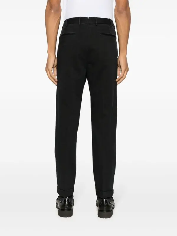 DELL'OGLIO Cotton-blend Tapered Trousers - Black