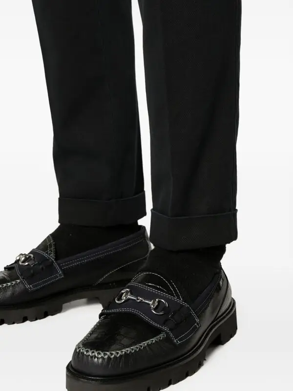 DELL'OGLIO Cotton-blend Tapered Trousers - Black