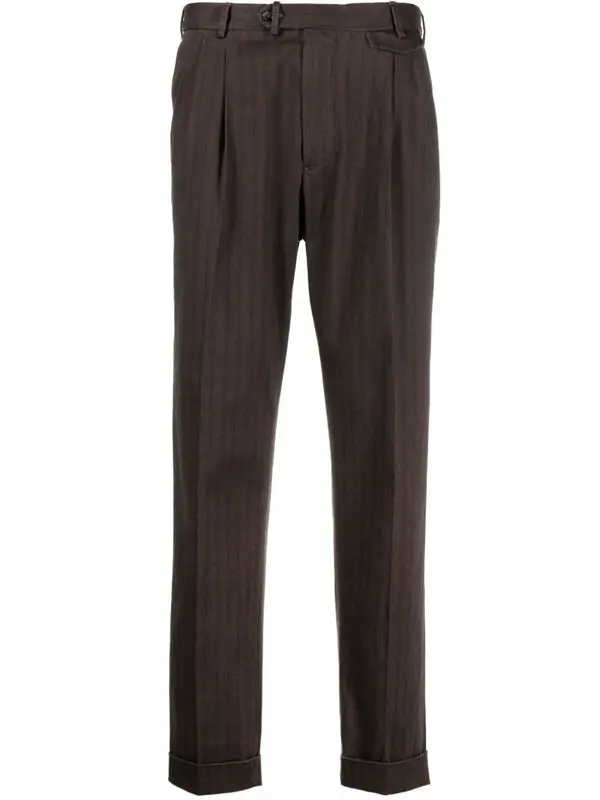 DELL'OGLIO Herringbone Cotton-blend Trousers