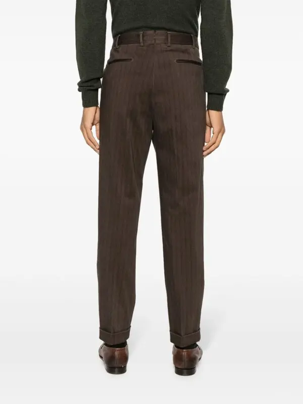 DELL'OGLIO Herringbone Cotton-blend Trousers