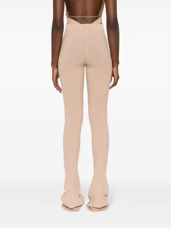 ANDREĀDAMO Ribbed-knit Flared Trousers - Neutrals