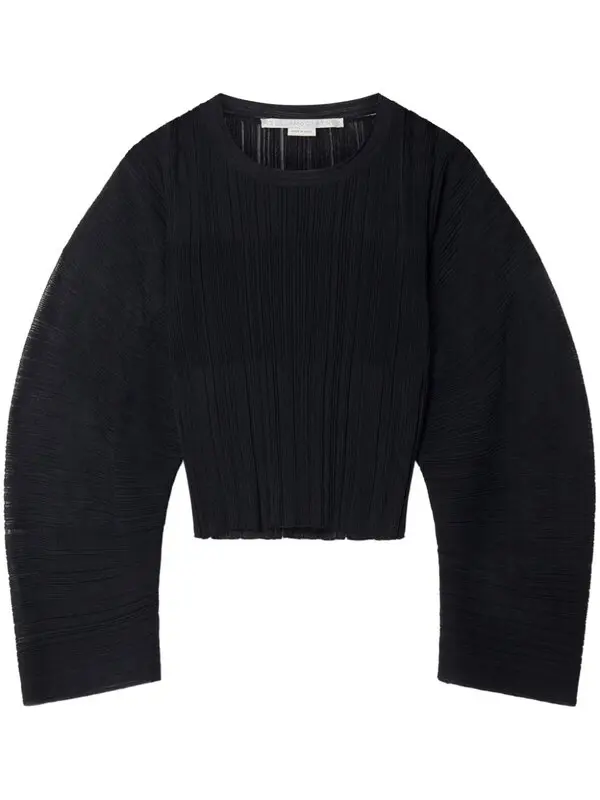 Stella McCartney Fine-knit Plissé Top - Black