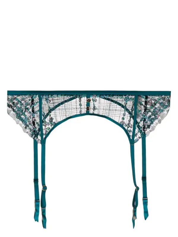 FLEUR DU MAL Gabrielle Embroidered Garter Belt