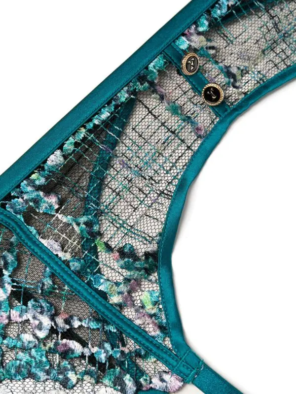 FLEUR DU MAL Gabrielle Embroidered Garter Belt