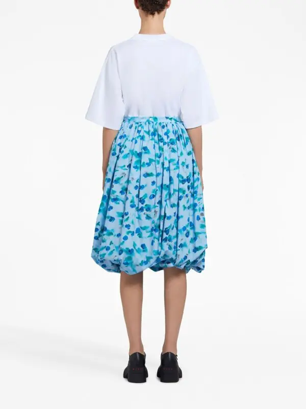 Marni Floral-print Peplum Midi Skirt