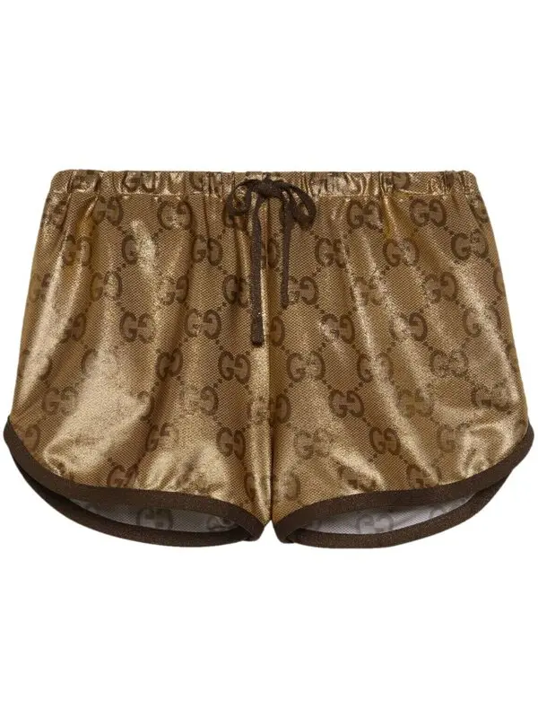 Gucci Metallic Monogram Drawstring Shorts