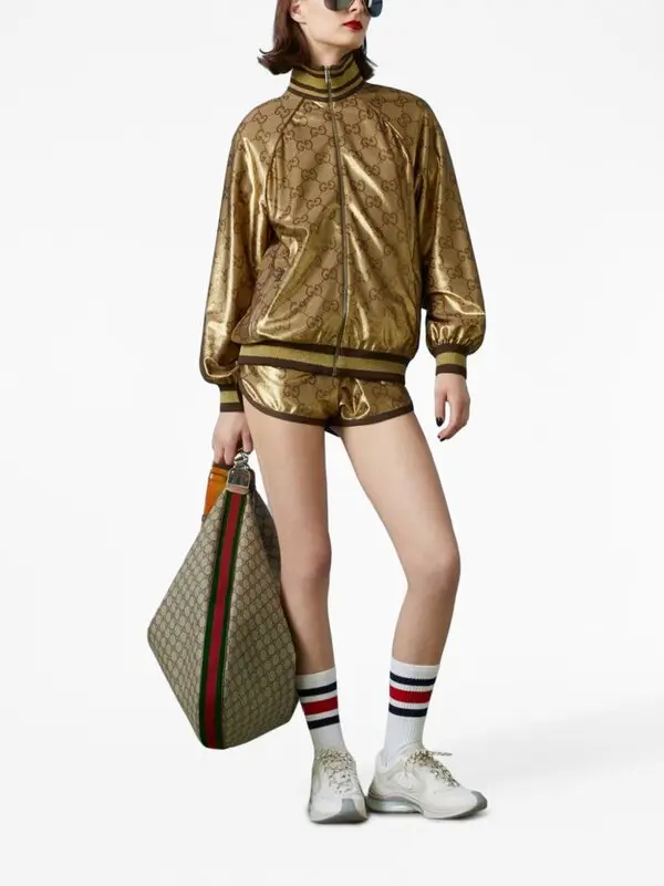 Gucci Metallic Monogram Drawstring Shorts