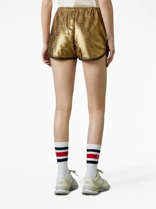 Gucci Metallic Monogram Drawstring Shorts