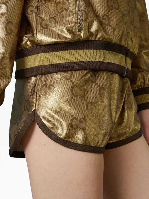 Gucci Metallic Monogram Drawstring Shorts