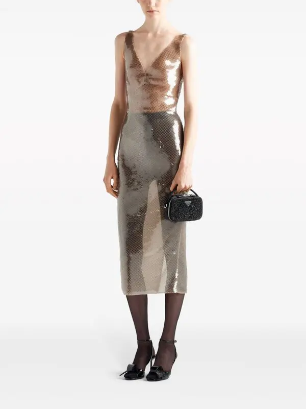 Prada Sequinned Tulle Midi Dress