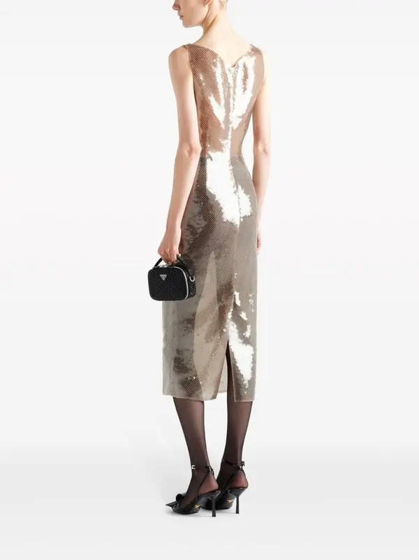 Prada Sequinned Tulle Midi Dress