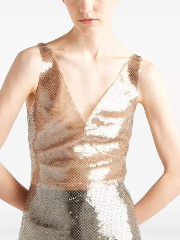 Prada Sequinned Tulle Midi Dress