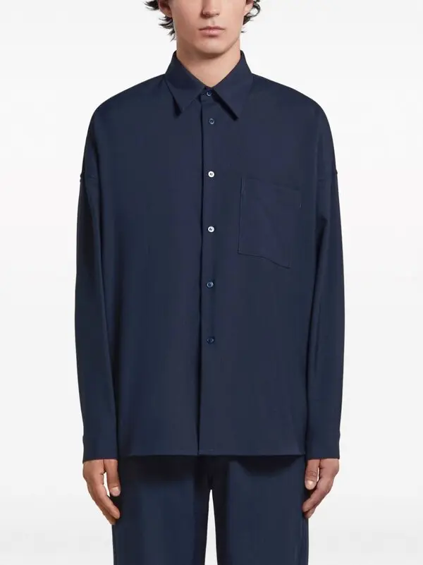 Marni Tropical Wool Long-sleeved Shirt - Blue