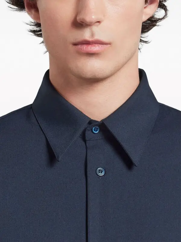 Marni Tropical Wool Long-sleeved Shirt - Blue