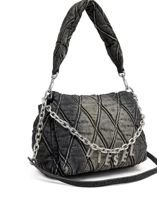 DIESEL® Charm-d M Denim Shoulder Bag - Black