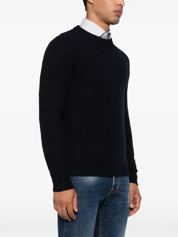 Canali Crew-neck Merino Wool Jumper - Blue