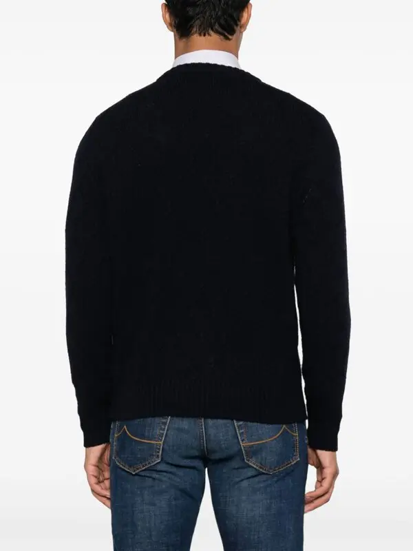 Canali Crew-neck Merino Wool Jumper - Blue