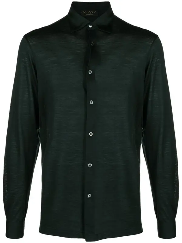 DELL'OGLIO Long-sleeve Merino-wool Shirt - Green