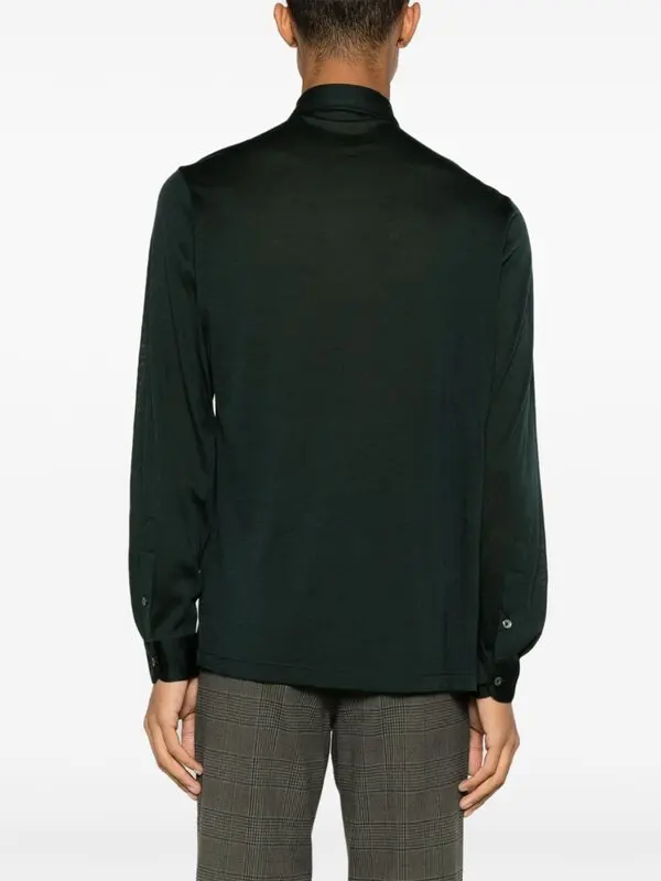 DELL'OGLIO Long-sleeve Merino-wool Shirt - Green
