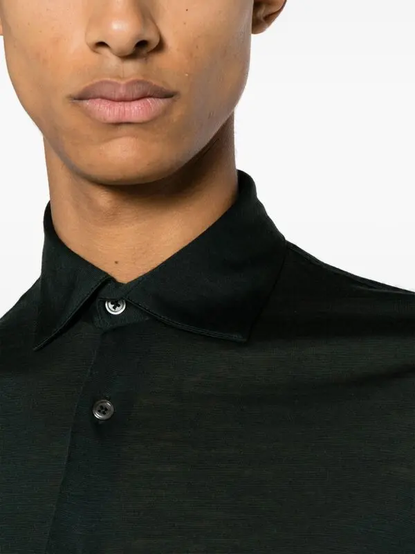 DELL'OGLIO Long-sleeve Merino-wool Shirt - Green