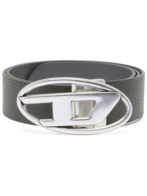 DIESEL 1dr Logo-buckle Leather Belt - Grey